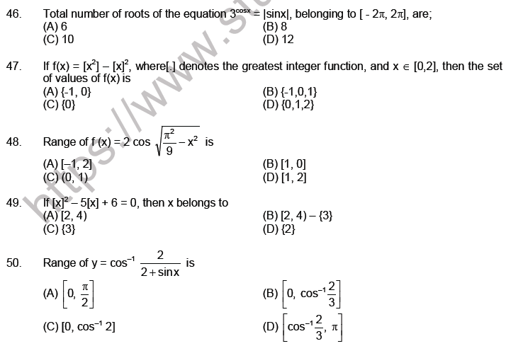 Jee Mathematics Relation And Functions Mcqs Set B With Answers
